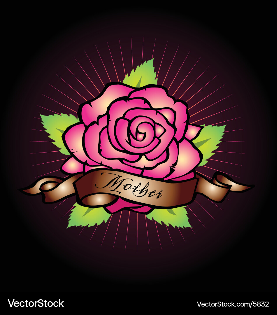 Elegant Pink Rose with Banner Royalty Free Vector Image
