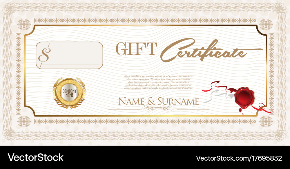 Gift certificate retro design template Royalty Free Vector