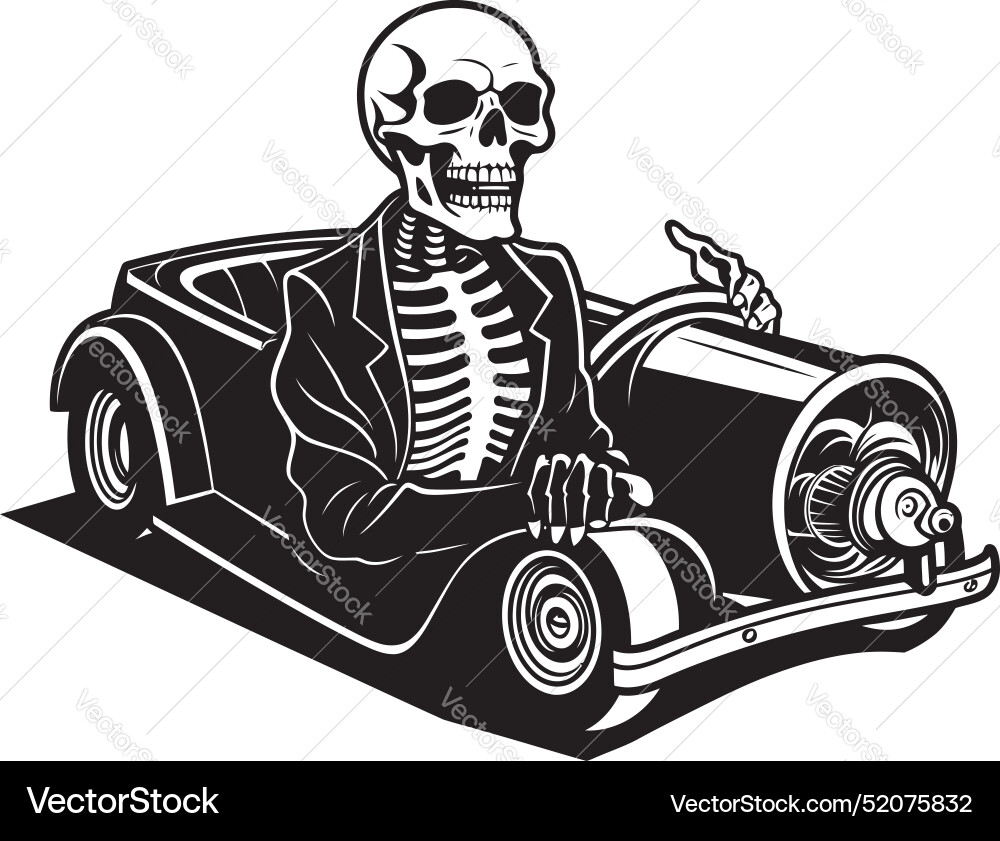 Phantom flight skeleton riding in car skeletal Vector Image