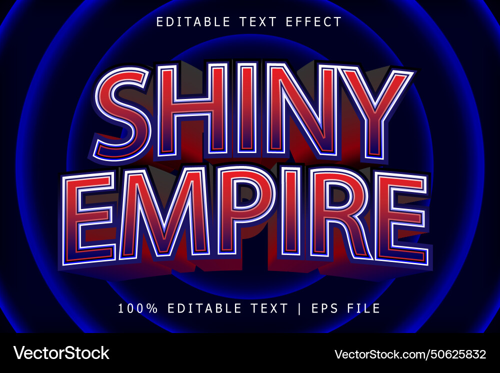 Shiny empire editable text effect 3 dimension Vector Image