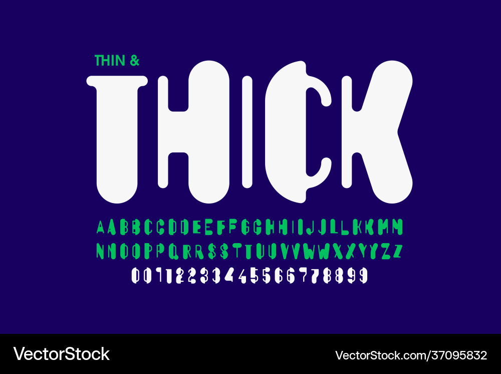 Thick and thin styles font Royalty Free Vector Image
