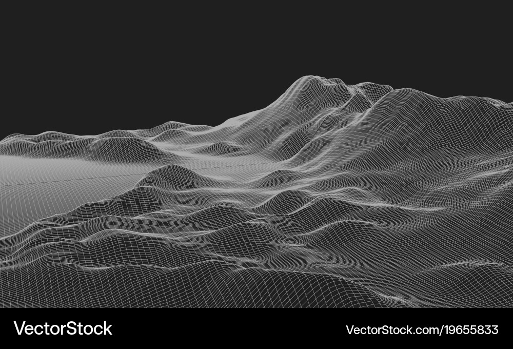 3D Wireframe Terrain Model Royalty Free Vector Image