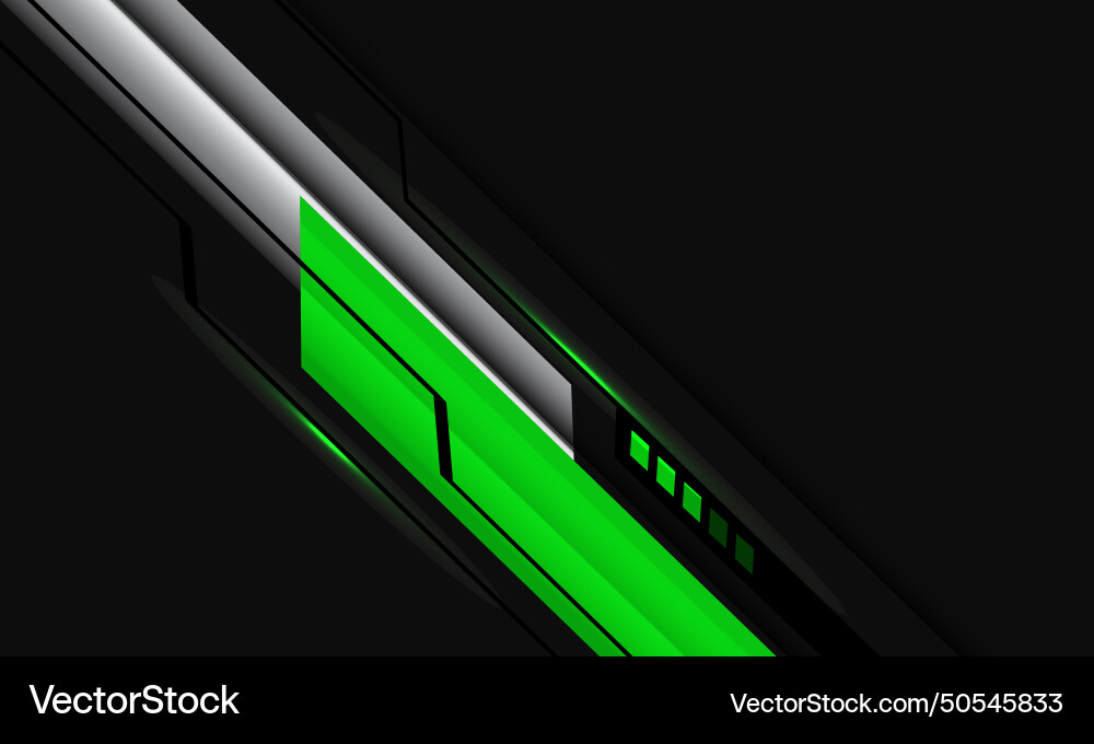 Abstract green metallic silver black cyber slash Vector Image