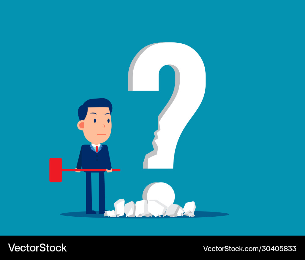 Break a question mark with hammer tried Royalty Free Vector