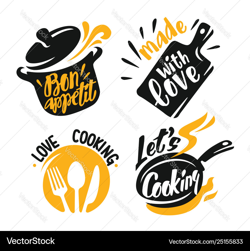 Cooking lettering elements Royalty Free Vector Image
