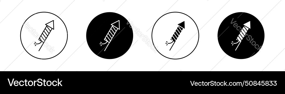 Fireworks rocket sign icon set safety Royalty Free Vector