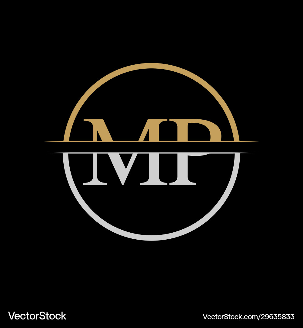 Initial mp letter logo design template gold Vector Image