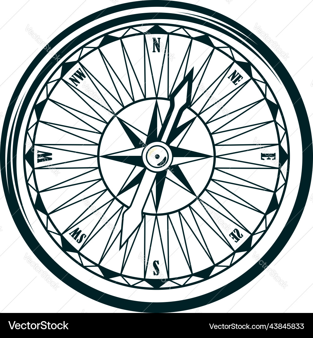 Nautical compass marine ship sailing navigation Vector Image
