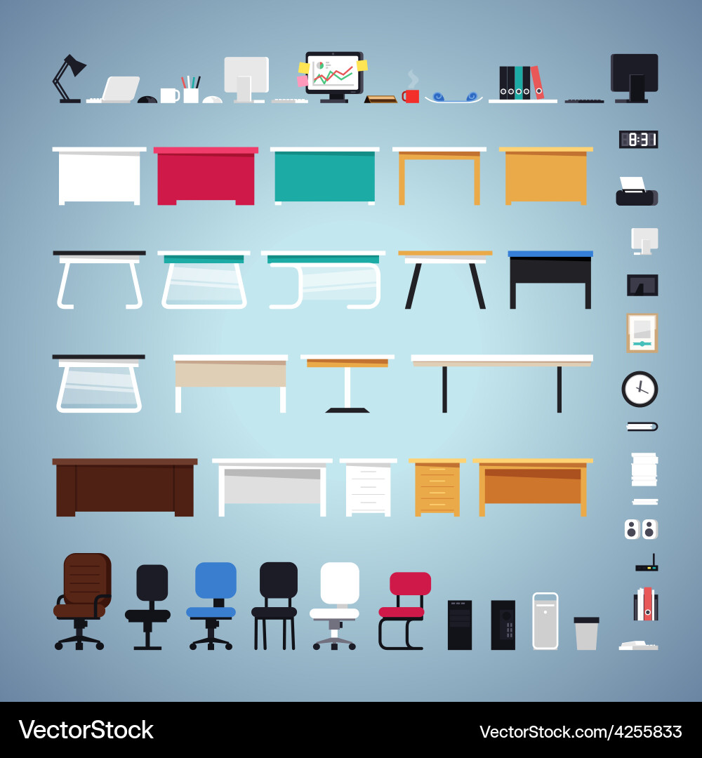 Office furniture set Royalty Free Vector Image