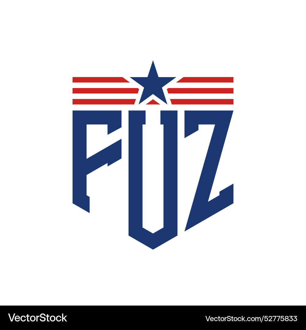 Patriotisches fuz Logo mit Stern und amerikanischer Flagge