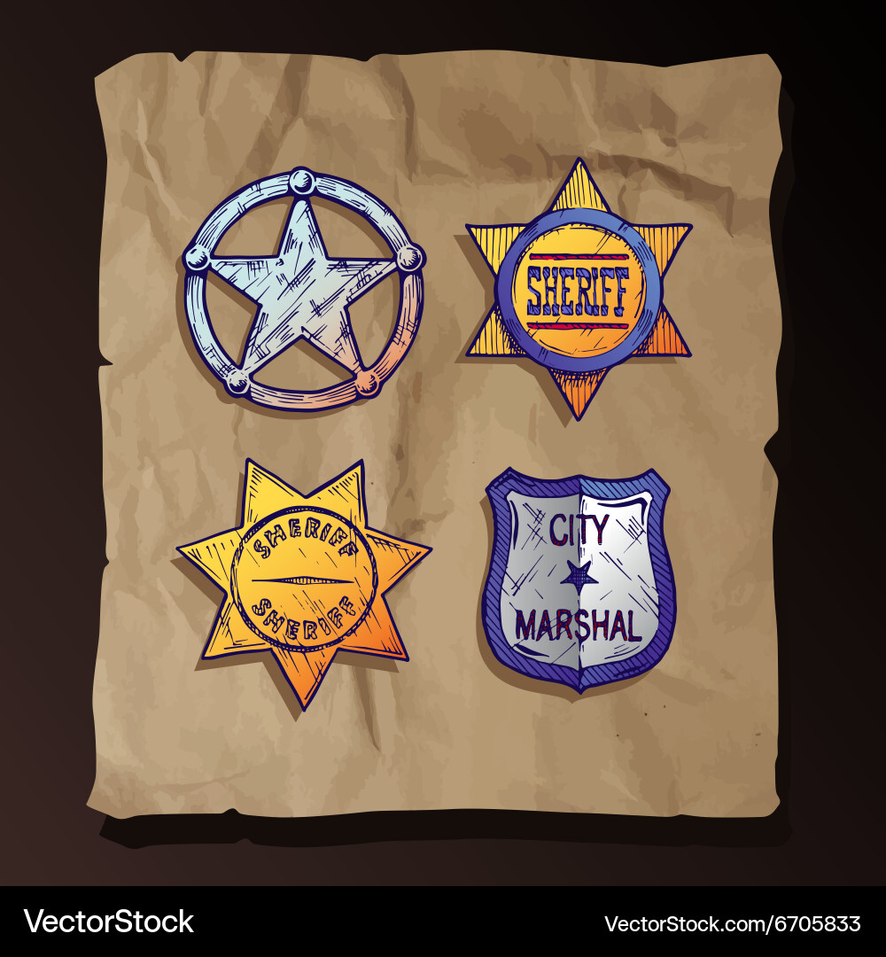 Sheriff stars on old paper background Royalty Free Vector