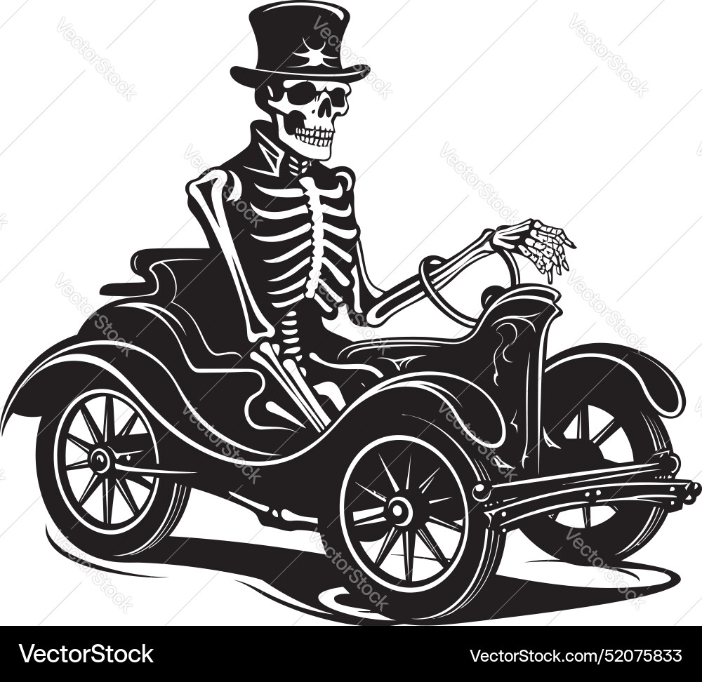 Skeletal Surge Car With Skeleton Icon Logo Vector Image