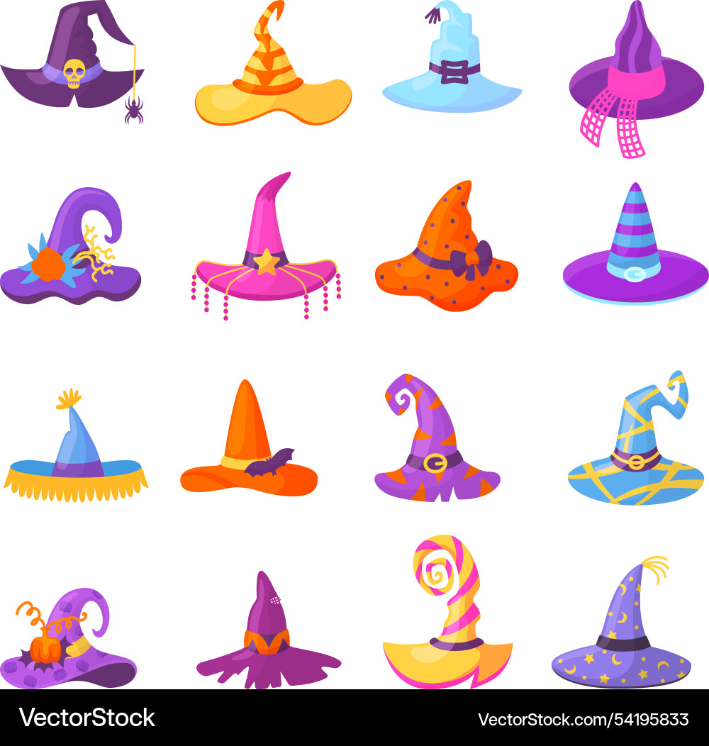 Wizard hats witch or sorceress decorative hat Vector Image
