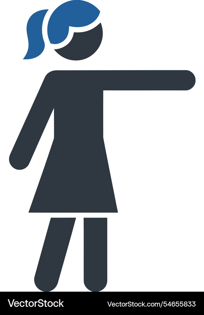Woman pointing forward icon Royalty Free Vector Image