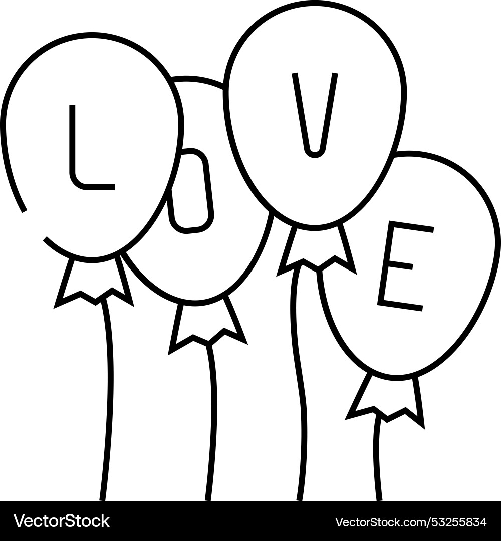 Balloons decoration line icon Royalty Free Vector Image