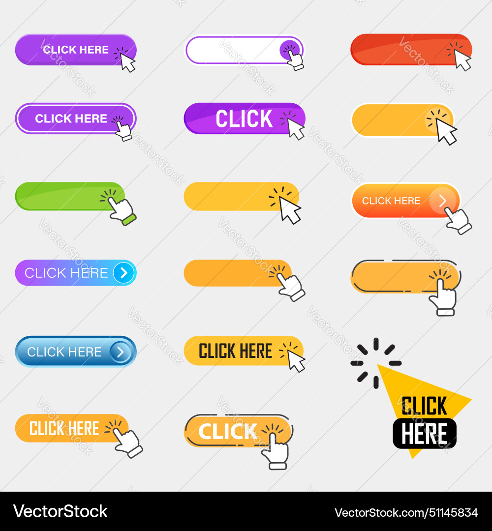 Click here banner icon in flat style ecommerce Vector Image