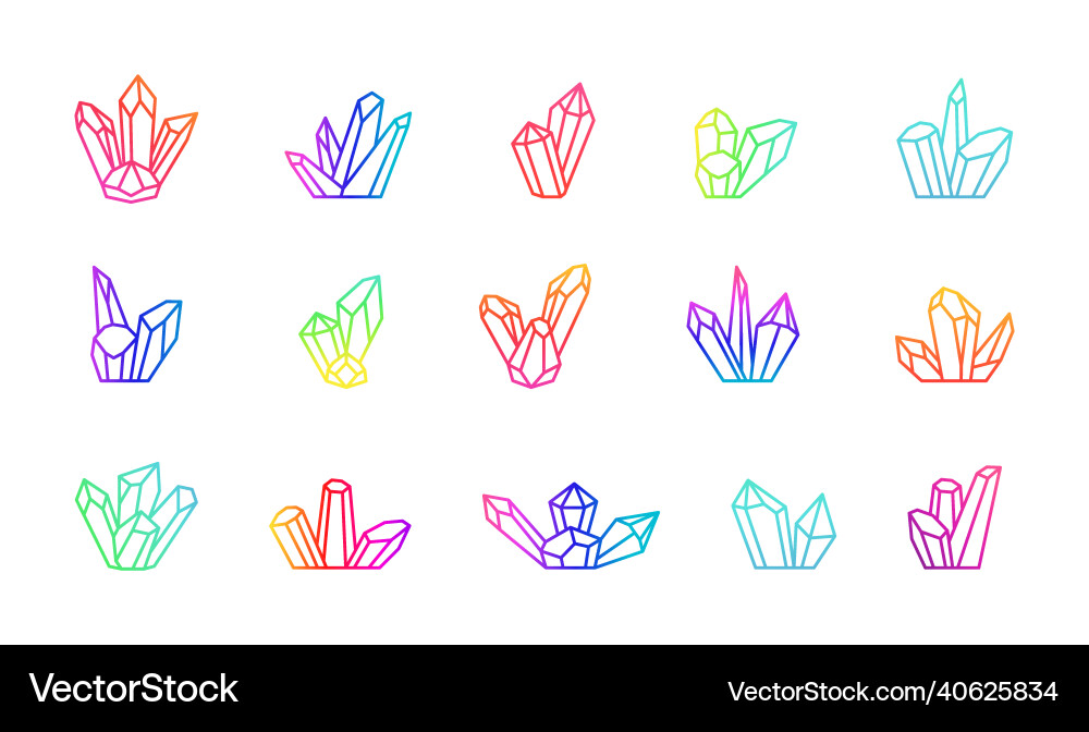 Crystal minerals line art icon logo Royalty Free Vector