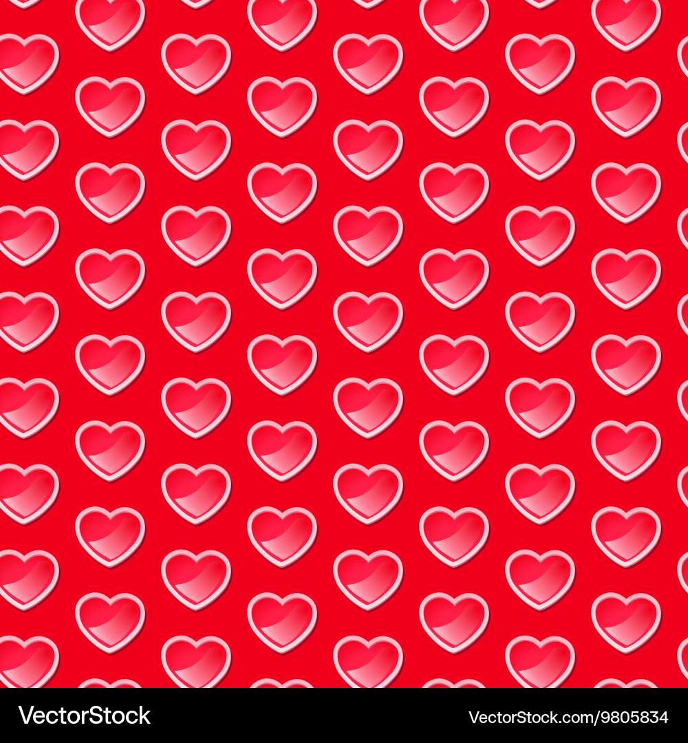 Cute shiny hearts seamless pattern with a red Vector Image