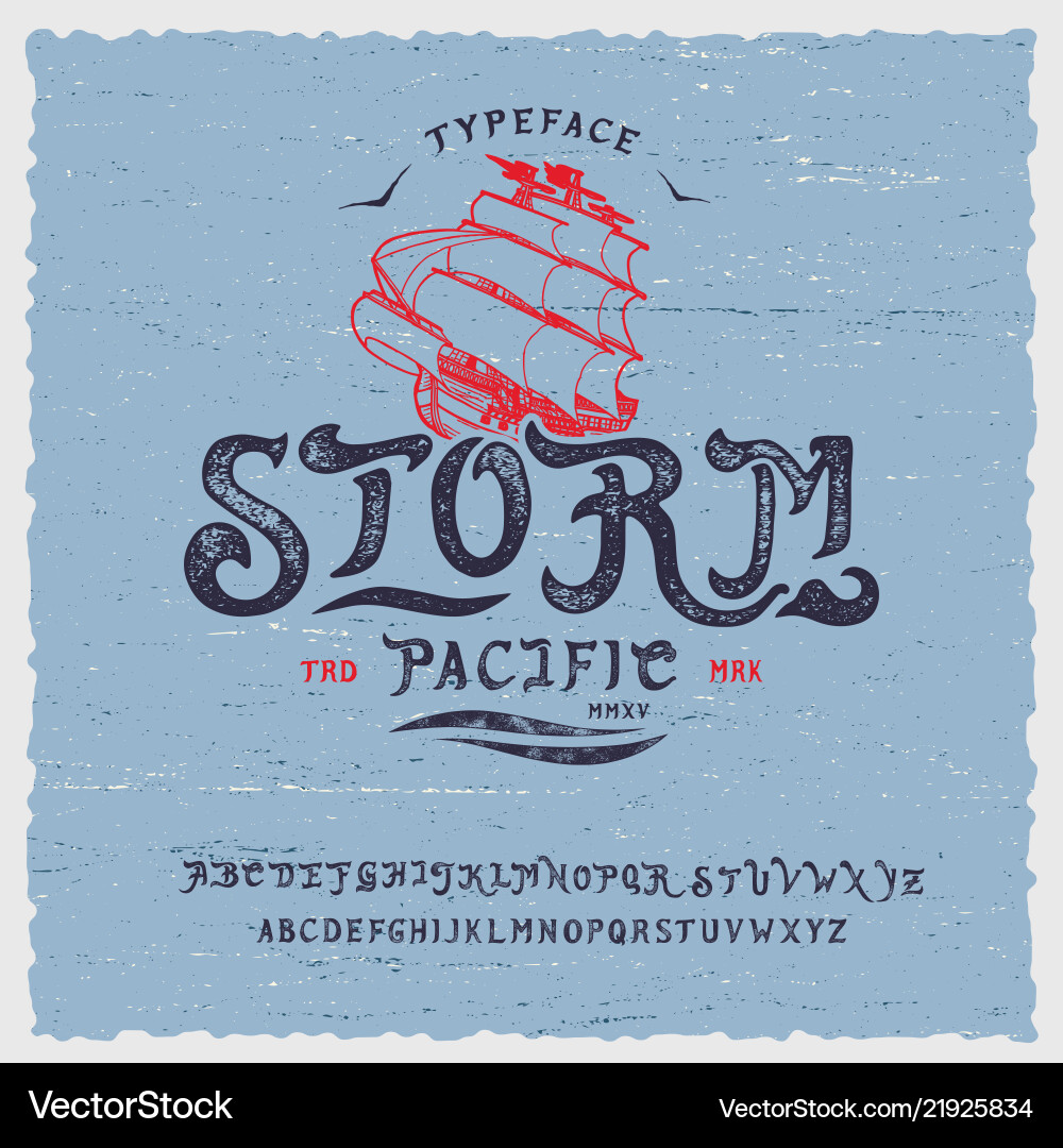 Font storm hand Royalty Free Vector Image - VectorStock