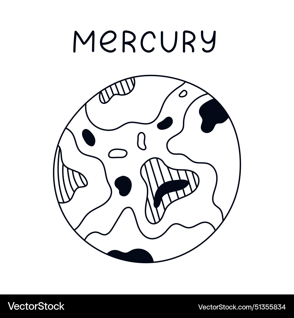 Funny hand drawn black and white mercury Vector Image
