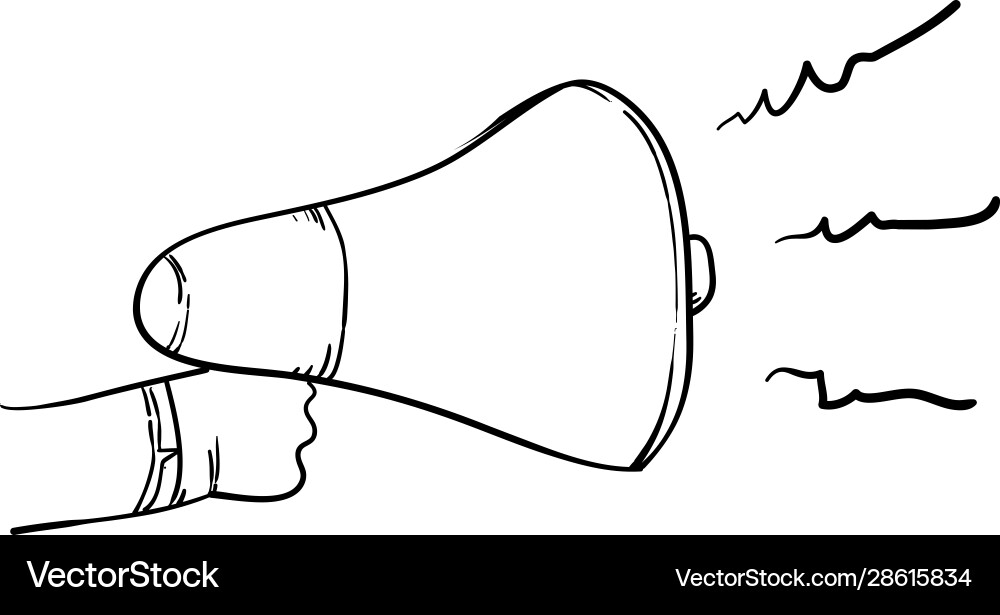 Hand Drawn Megaphone Doodle Royalty Free Vector Image