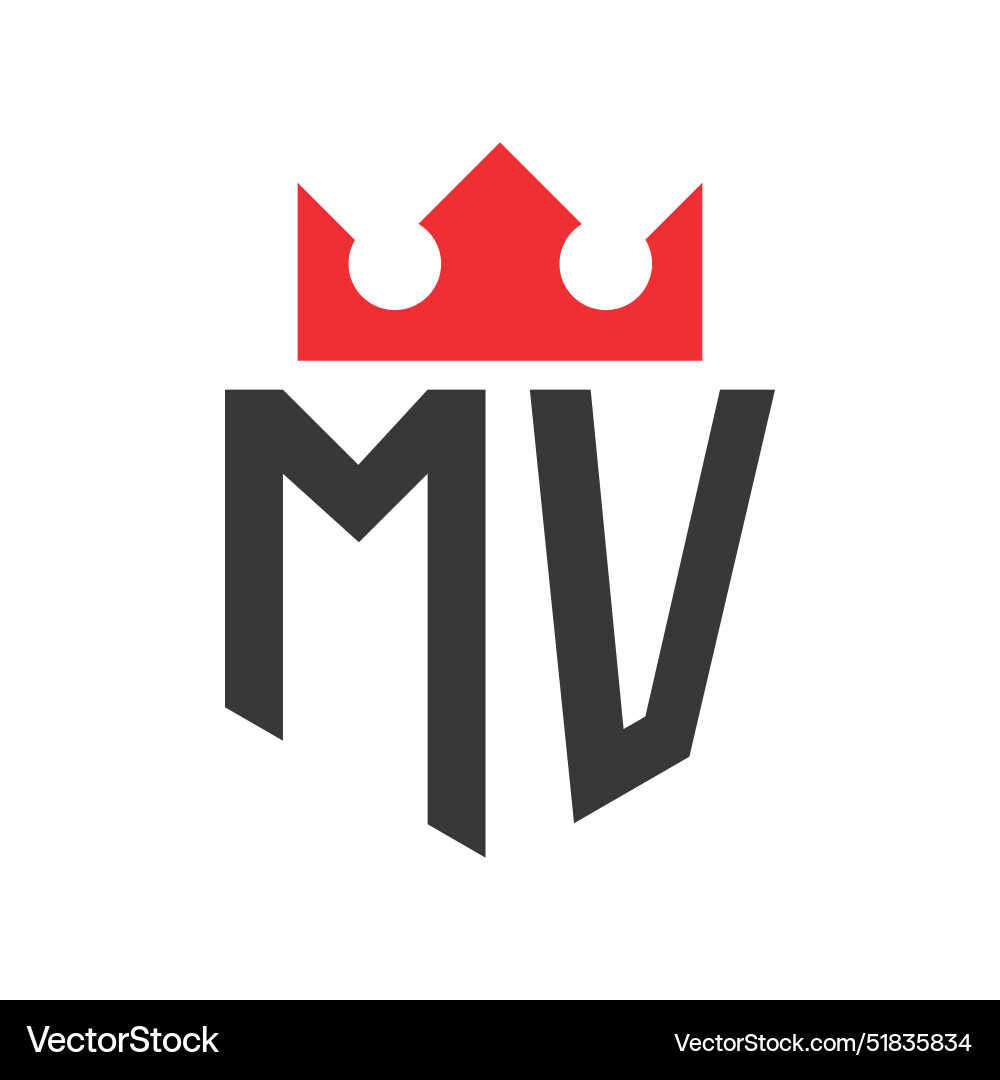 Letter mv crown logo Royalty Free Vector Image