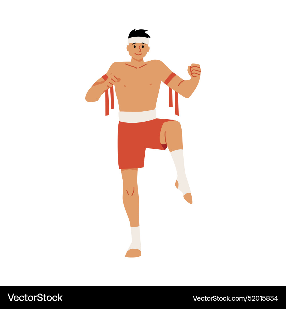 Muay thai fighter stance Royalty Free Vector Image