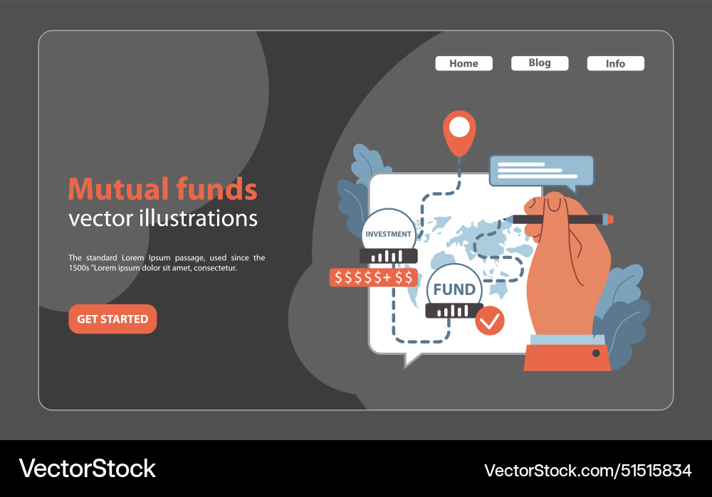 Mutual funds concept flat Royalty Free Vector Image