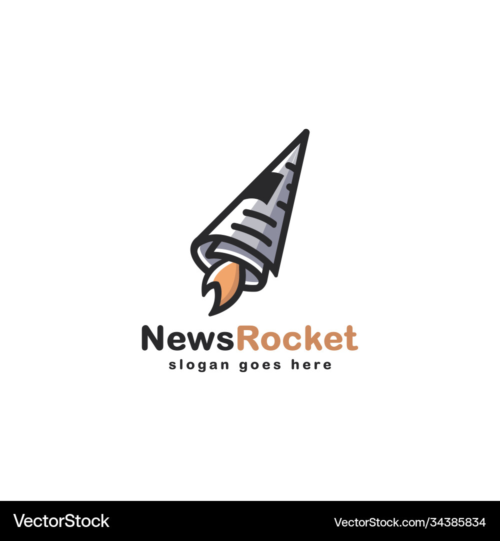 Newspaper Rocket Logo Template Royalty Free Vector Image