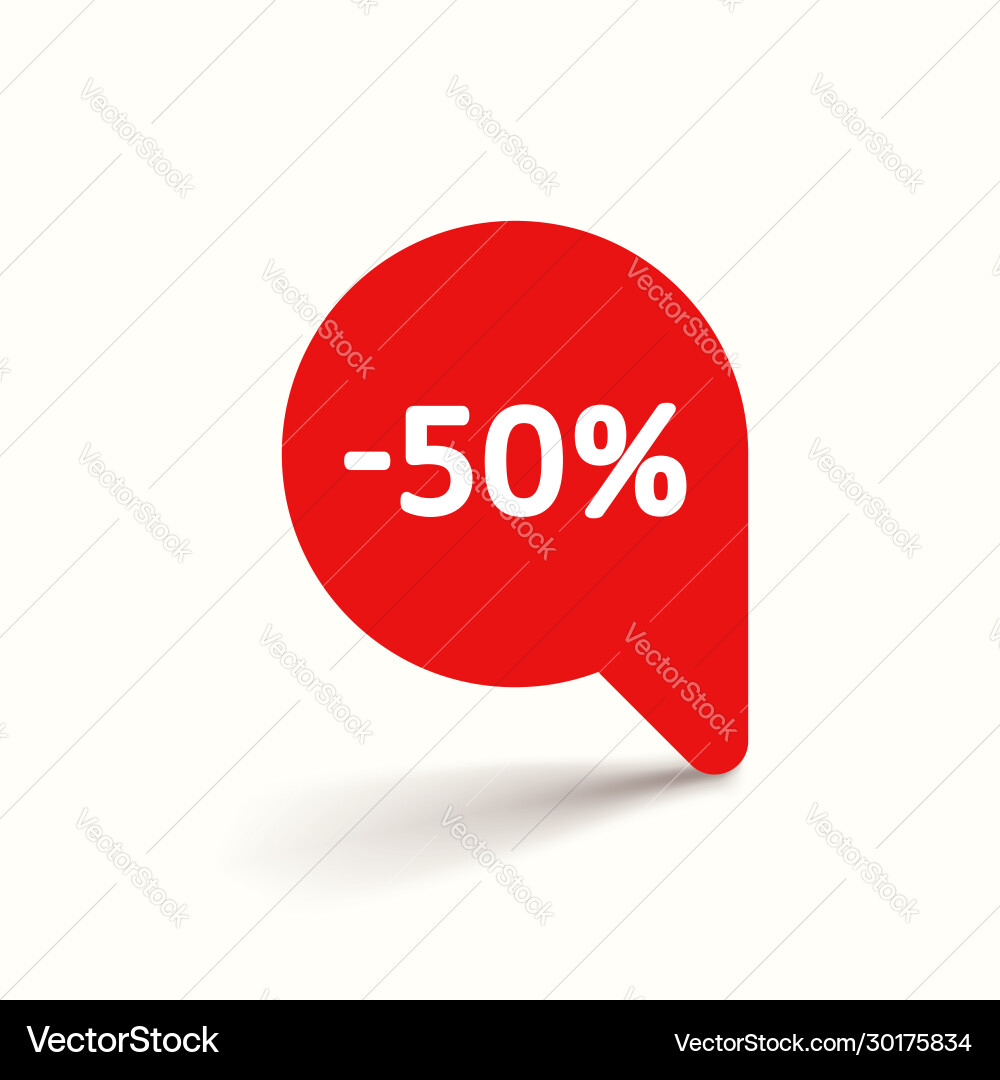Red label tag with shadow on white Royalty Free Vector Image