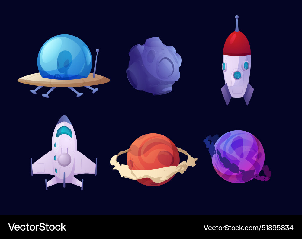 Space game objects set Royalty Free Vector Image