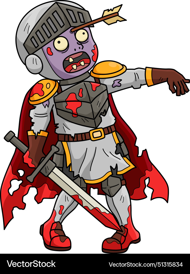 Zombie knight cartoon colored clipart Royalty Free Vector