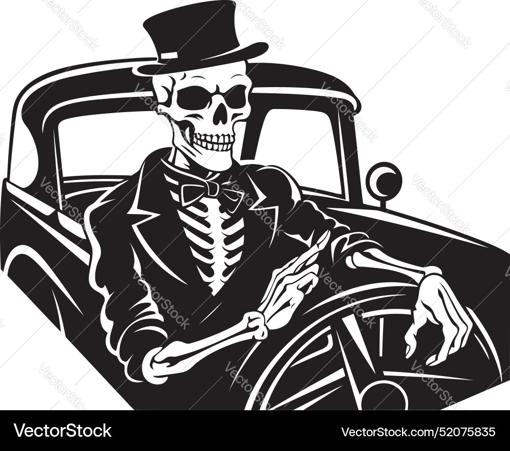 Bone cruiser car with skeleton design spooky Vector Image