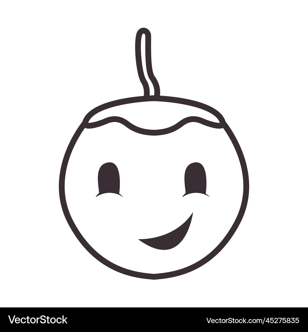 Cartoon coconut face icon logo Royalty Free Vector Image
