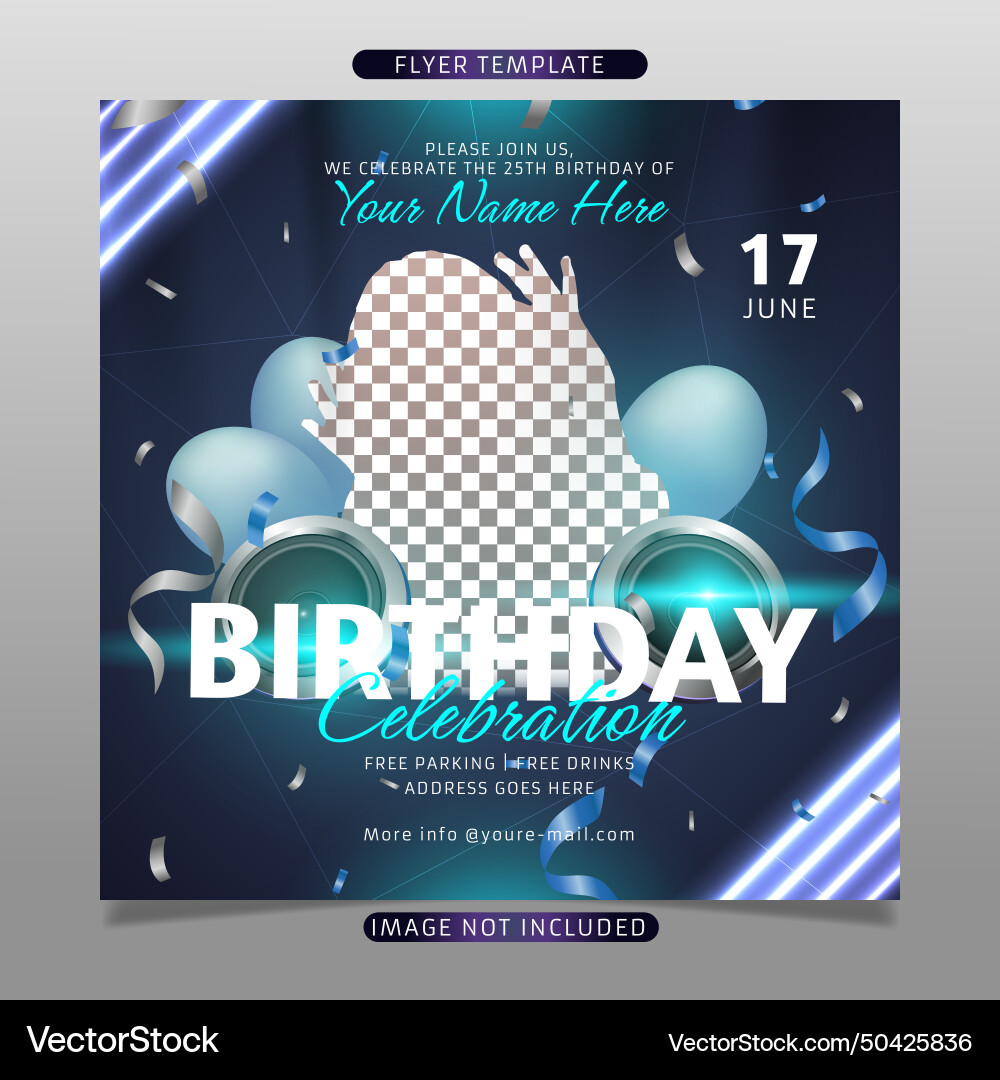 Birthday party celebration flyer template Vector Image