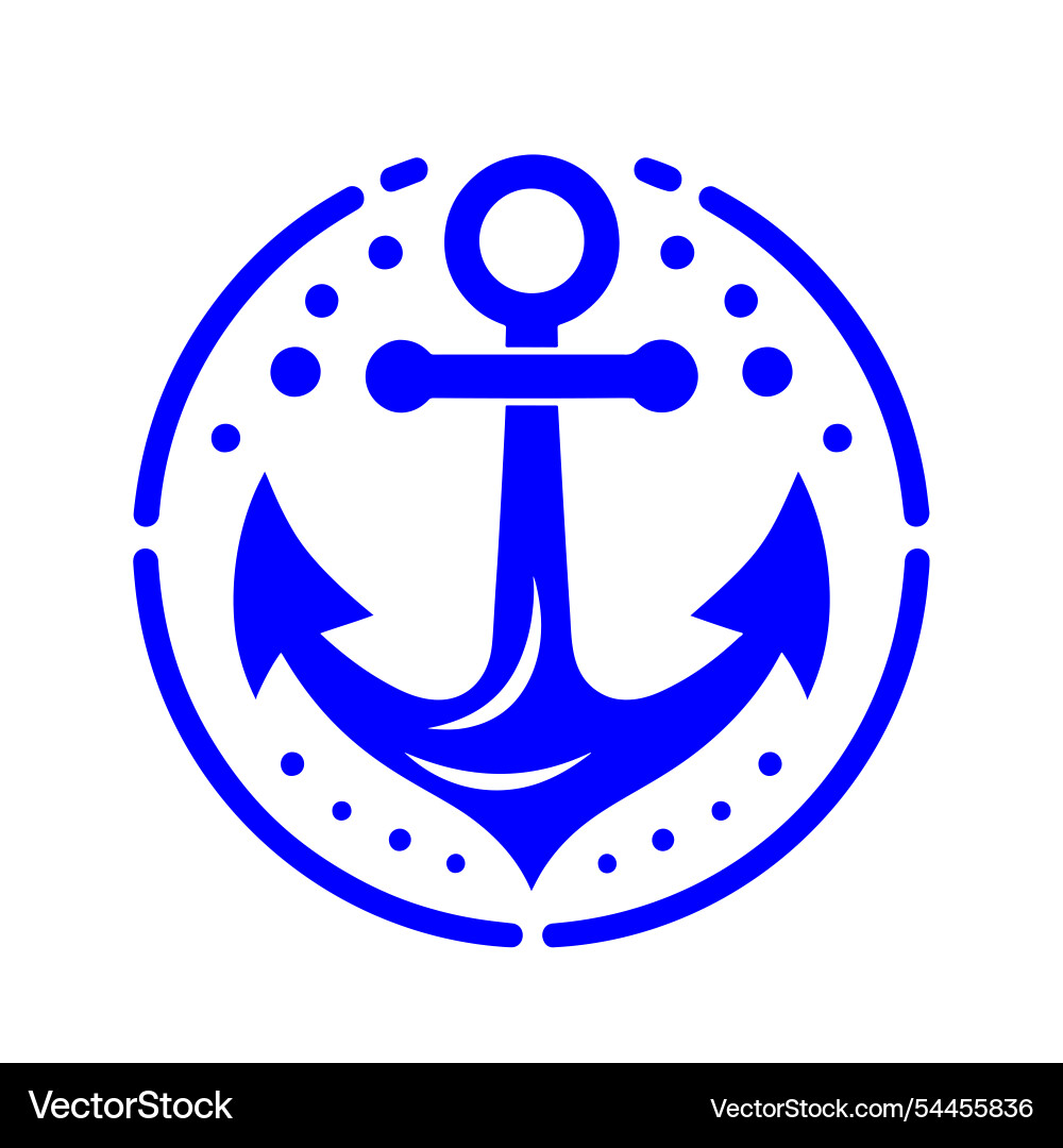Blue anchor in a circle Royalty Free Vector Image