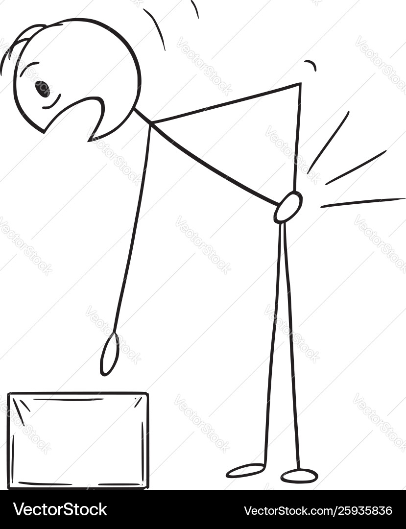 Cartoon man who injured his back while lifting Vector Image