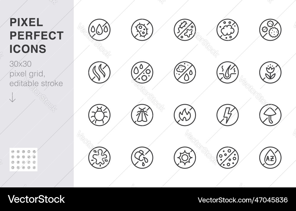 Fabric material protection line icon set sweat Vector Image