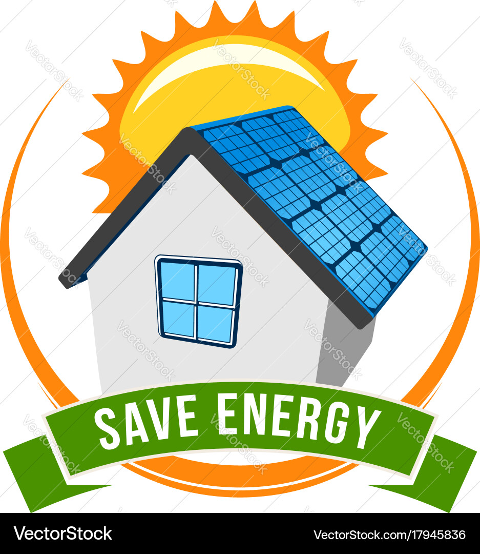 Green energy save solar house icon Royalty Free Vector Image