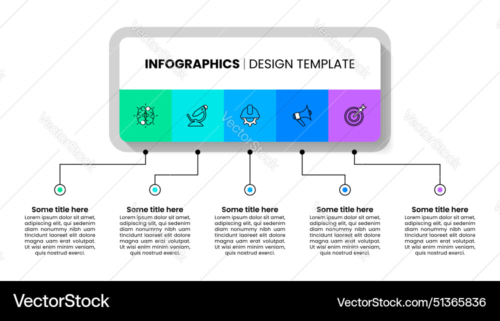 Infographic template 5 connected squares Vector Image