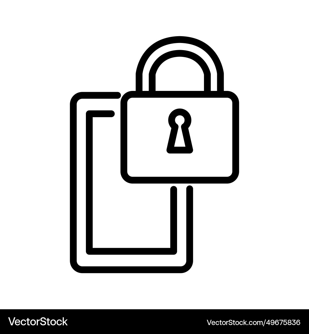 Padlock phone line icon logo Royalty Free Vector Image