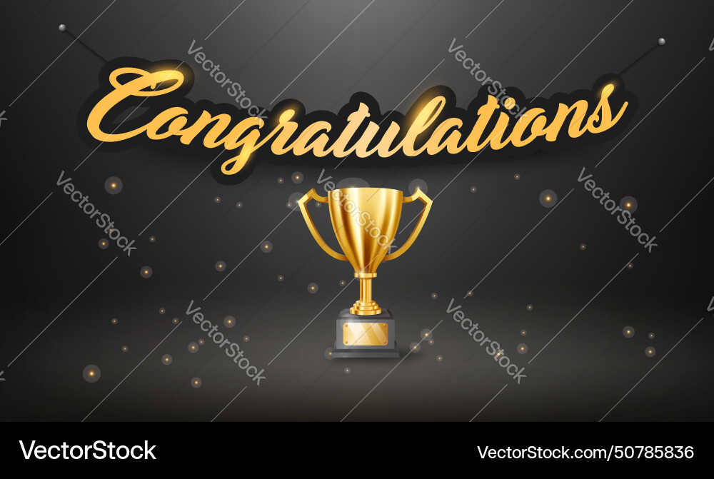Realistic golden trophy with text space Royalty Free Vector