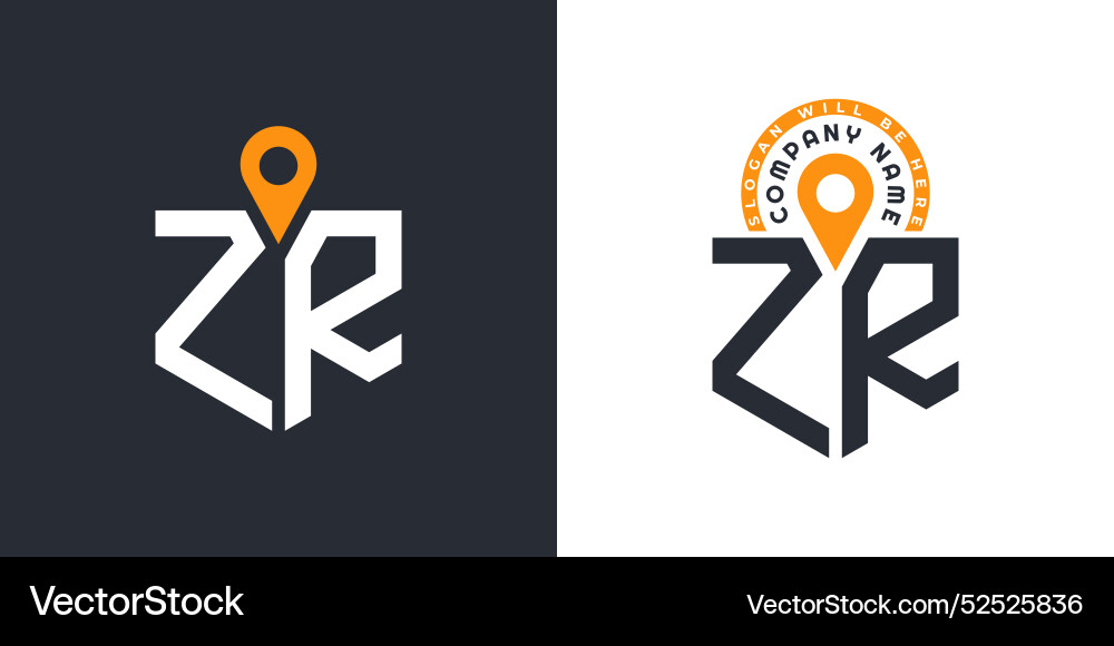 Zr location logo bundle letter dual icons Vector Image