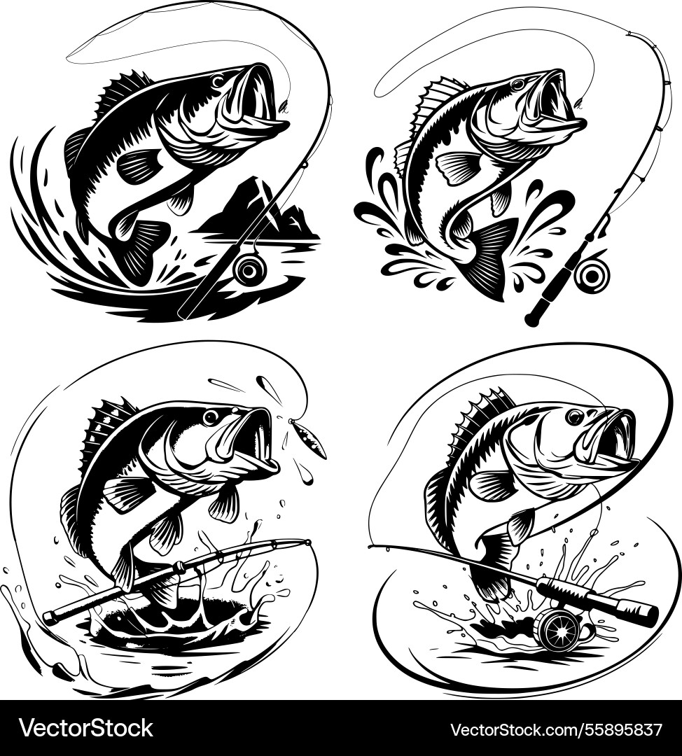 Bass fishing fish Royalty Free Vector Image - VectorStock