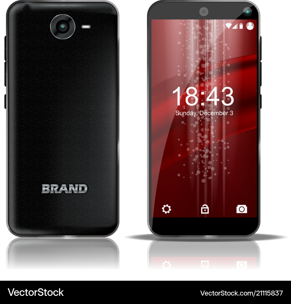 Black smartphone front and back view with nice Vector Image