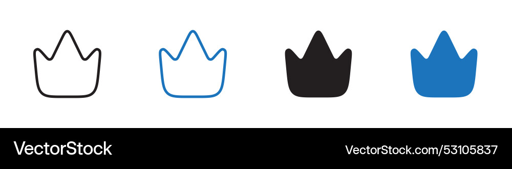 Crown icon set outline Royalty Free Vector Image