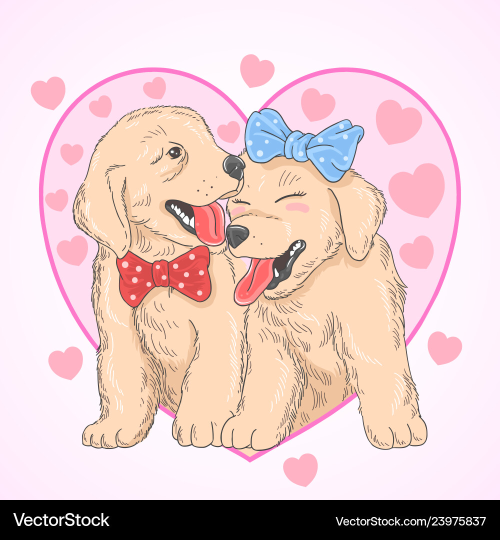 Cute puppy love Royalty Free Vector Image - VectorStock