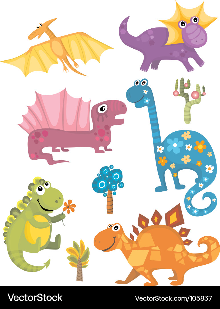 Dinosaur set Royalty Free Vector Image - VectorStock