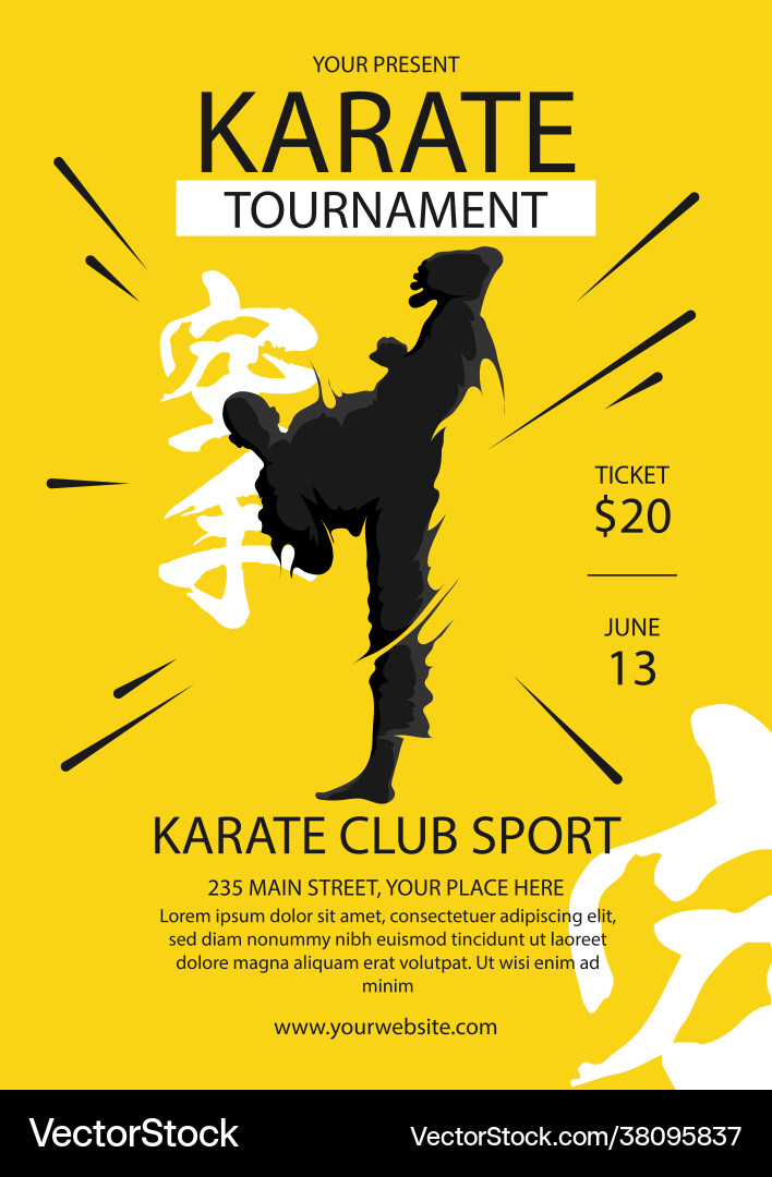 Karate tournament flyer design template Royalty Free Vector