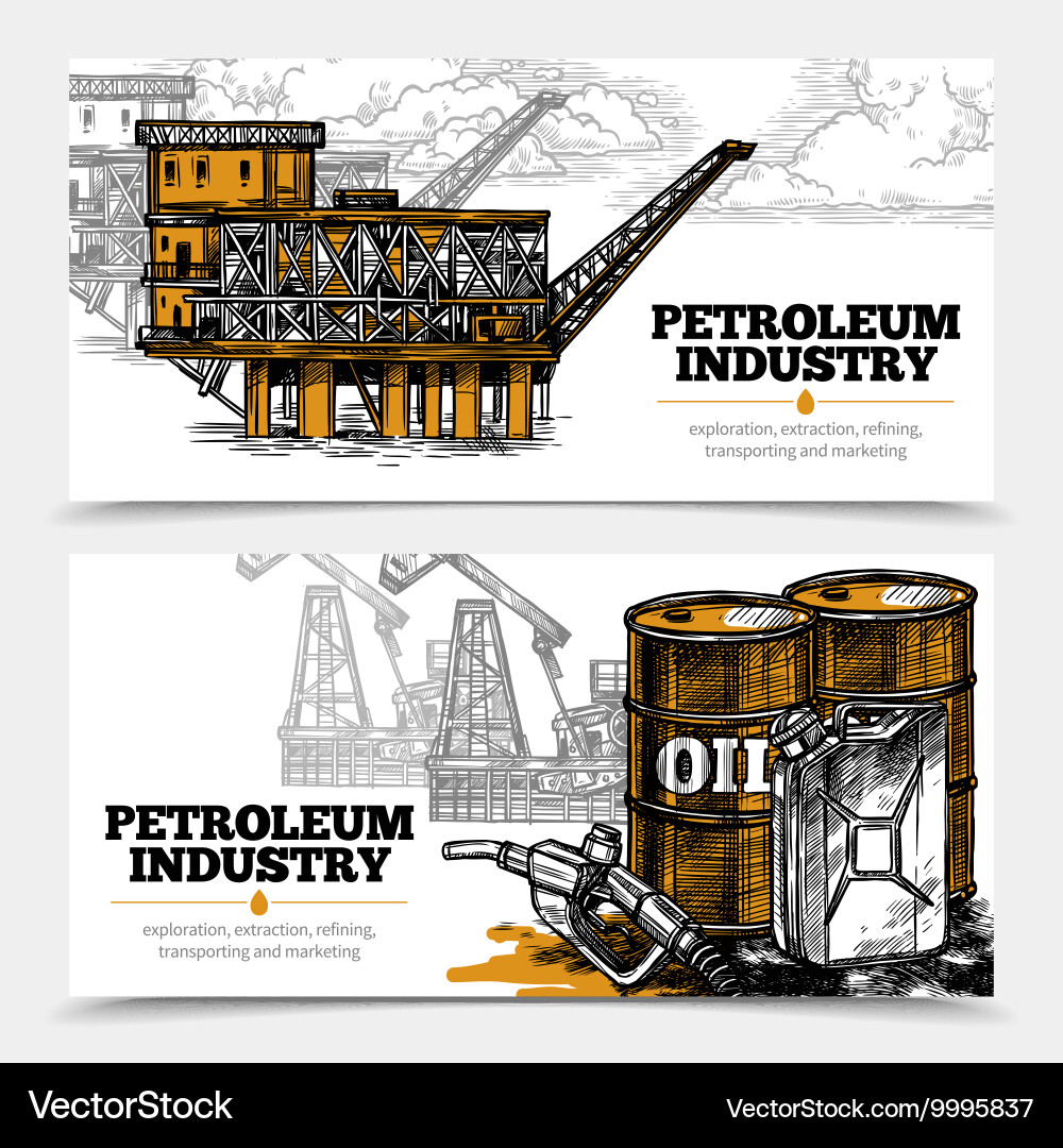 Petroleum industry horizontal banners Royalty Free Vector Petroleum industry horizontal banners Royalty Free Vector